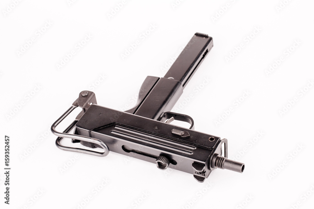 Submachine Gun with bullet cartridge on white background Stock Photo ...