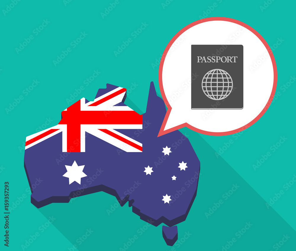 Long shadow Australia map with a passport Stock Vector | Adobe Stock