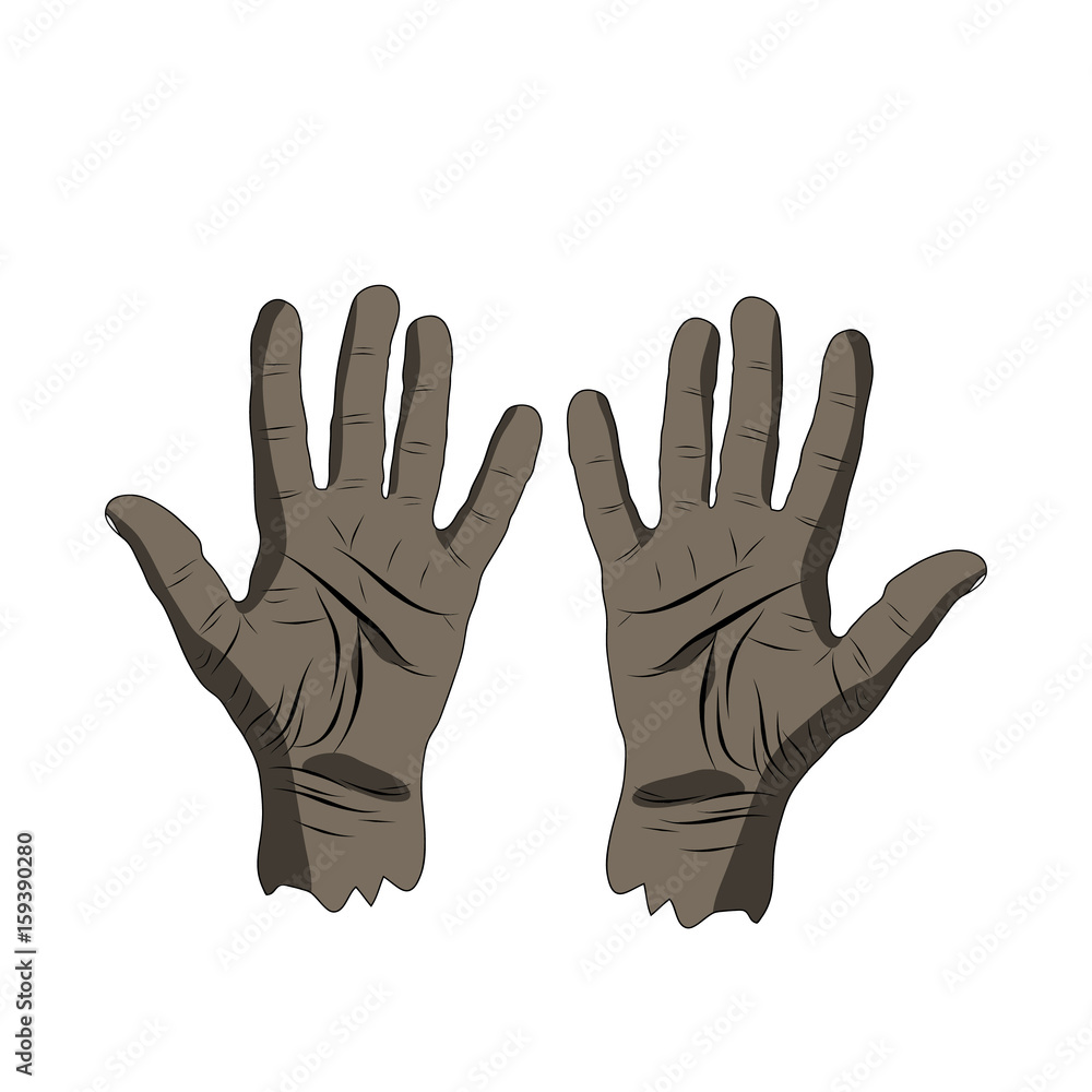 Black hands in the cartoon style, a sign of the hand for the poster ...