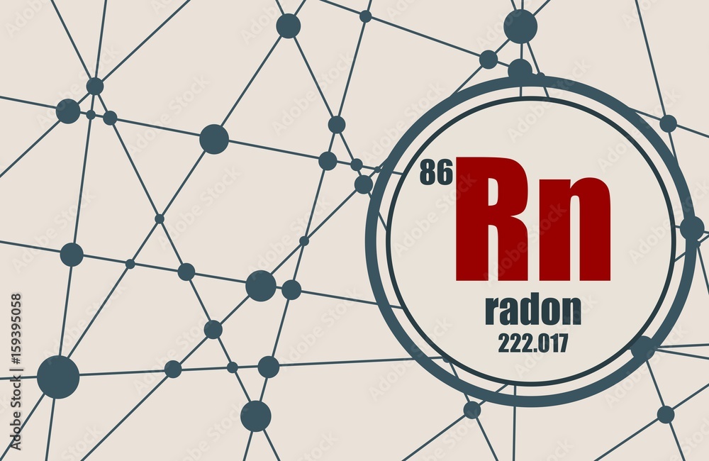 Radon chemical element. Sign with atomic number and atomic weight ...