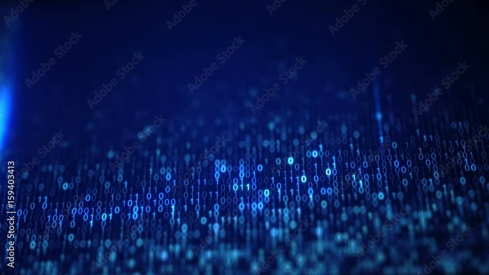 Scan Blue Digital Binary Data Code Abstract Information Technology Background Computer