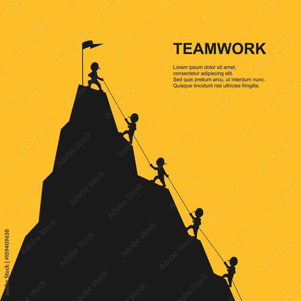 Vetor do Stock: Leader help their friend to climb to the top of the ...