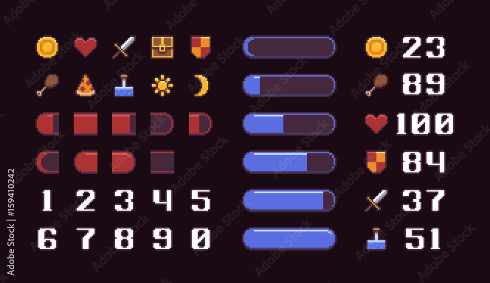 Pixel Art Interface Stock Vector | Adobe Stock