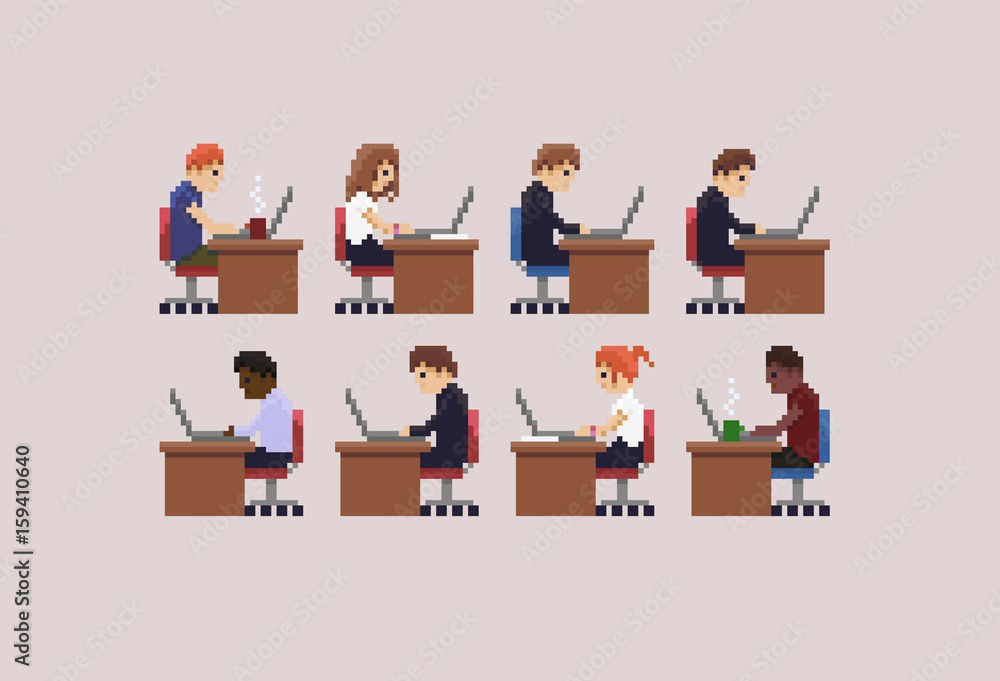 Pixel Art Office Stock Vector | Adobe Stock