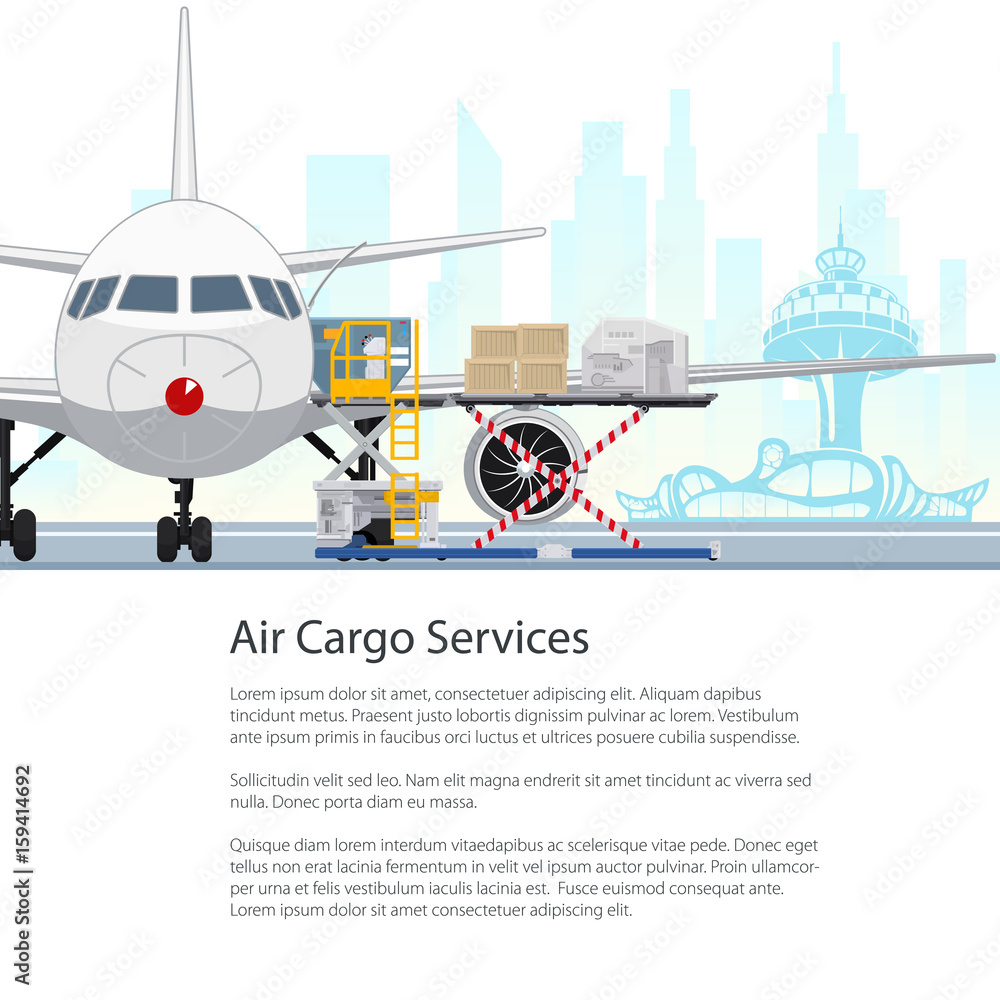 Air Cargo Services and Freight, Airplane with Autoloader at the Airport ...
