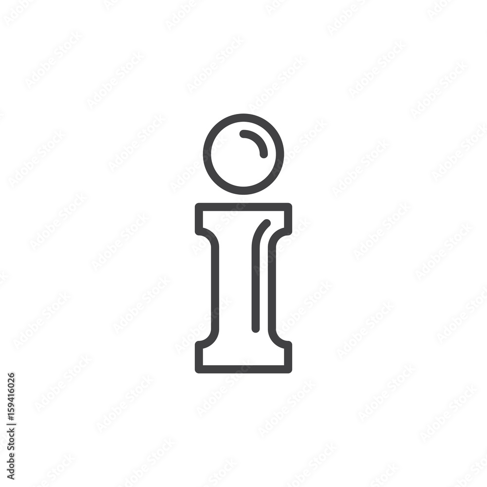 Letter i line icon, outline vector sign, linear style pictogram ...
