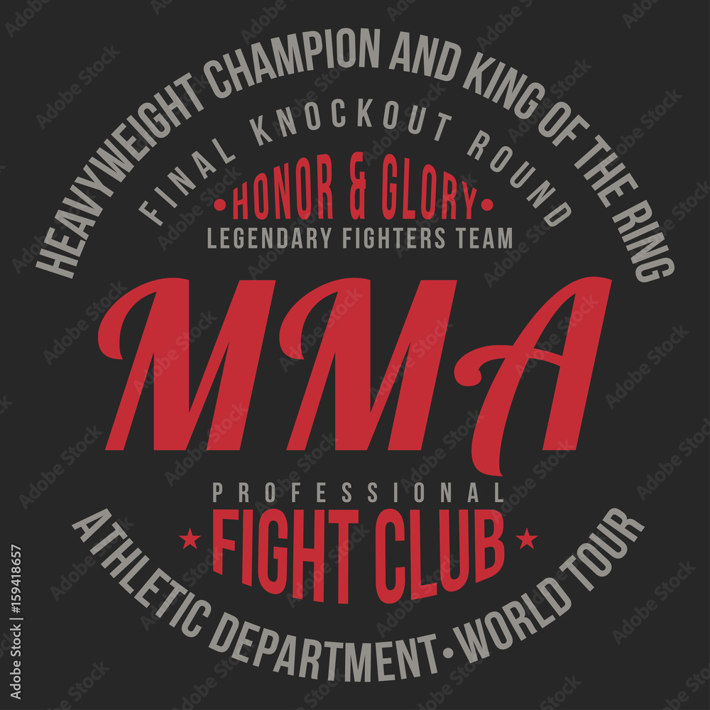 MMA, Mixed Martial Arts typography for t-shirt print. Sports, athletic ...