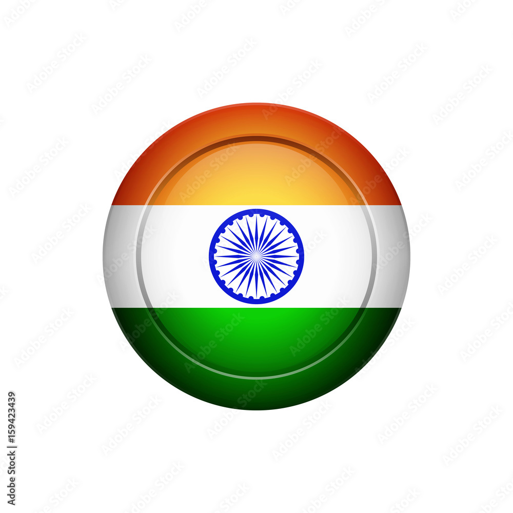 Indian flag on the round button, vector illustration Stock Vector ...