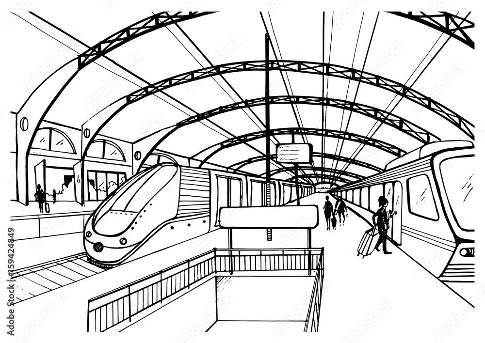 Railway Station Drawing