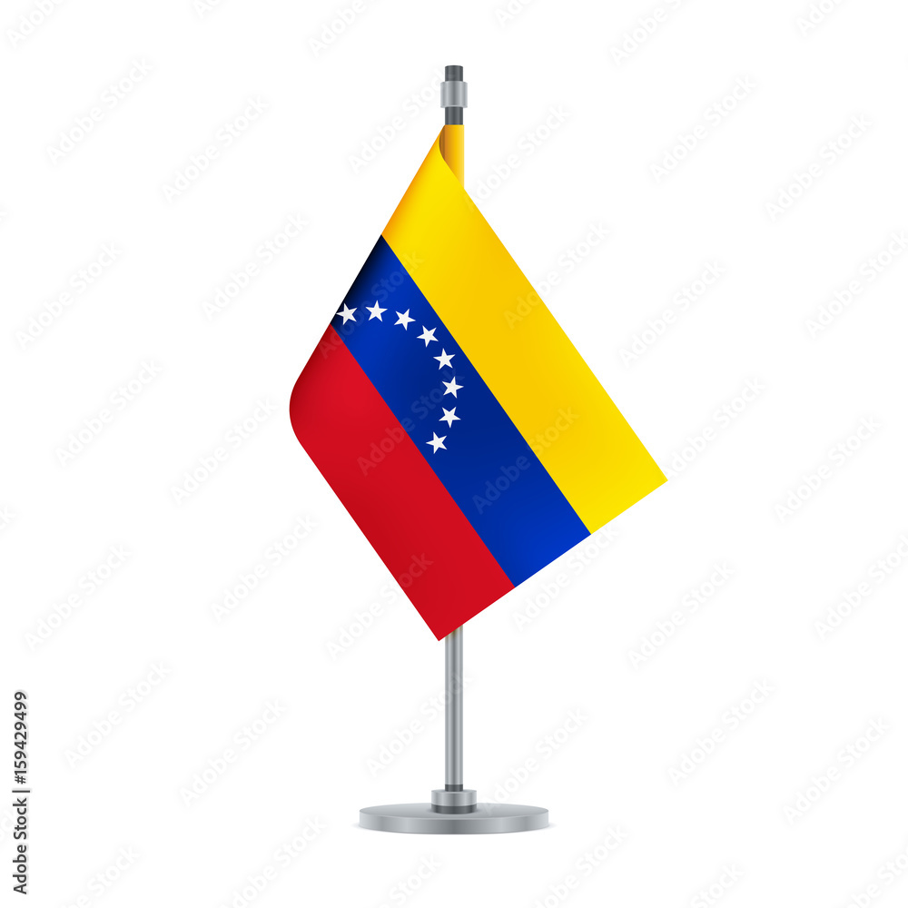 Venezuelan flag hanging on the metallic pole, vector illustration Stock ...