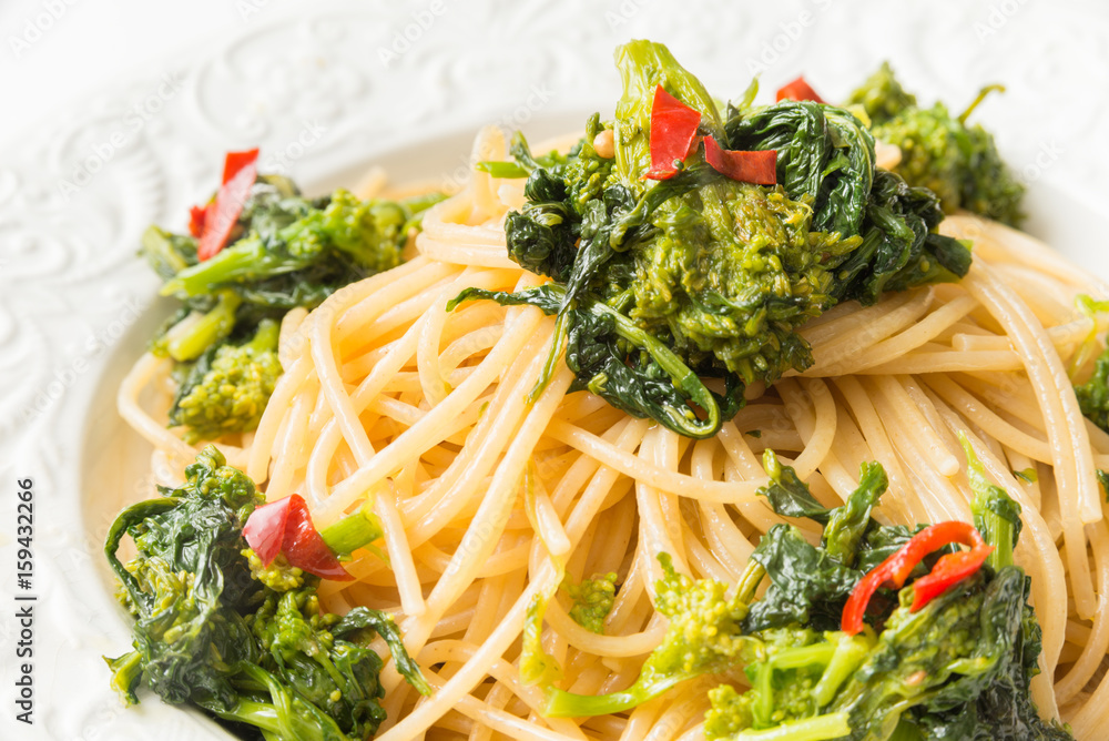 Spaghetti con cime di rapa, Turnip Greens Noodles Stock Photo | Adobe Stock Spaghetti con cime di rapa, Turnip Greens Noodles Stock Photo | Adobe Stock