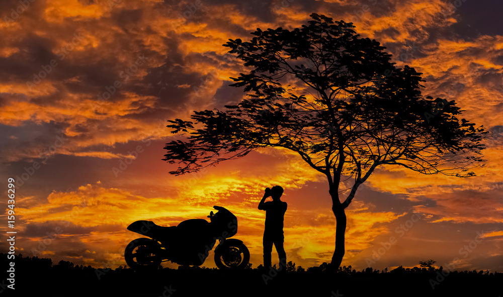 Motorcycle Silhouette Sunset