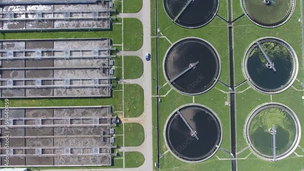 Vidéo Stock Sewage farm. Static aerial photo looking down onto the ...