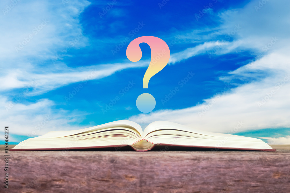 Book with question mark for learning , knowledge and problem solving ...