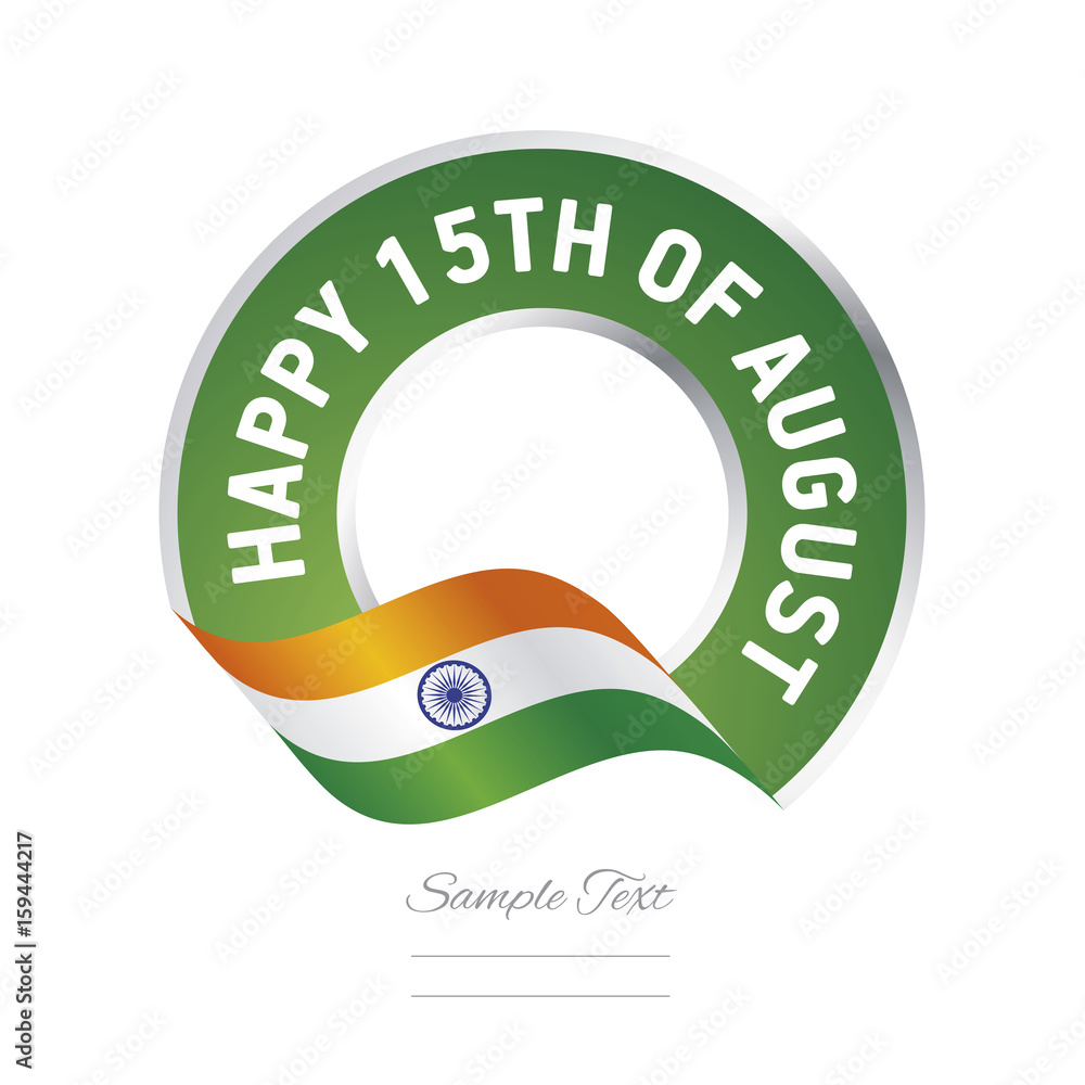 Happy 15th August India flag color label logo icon Stock Vector | Adobe ...