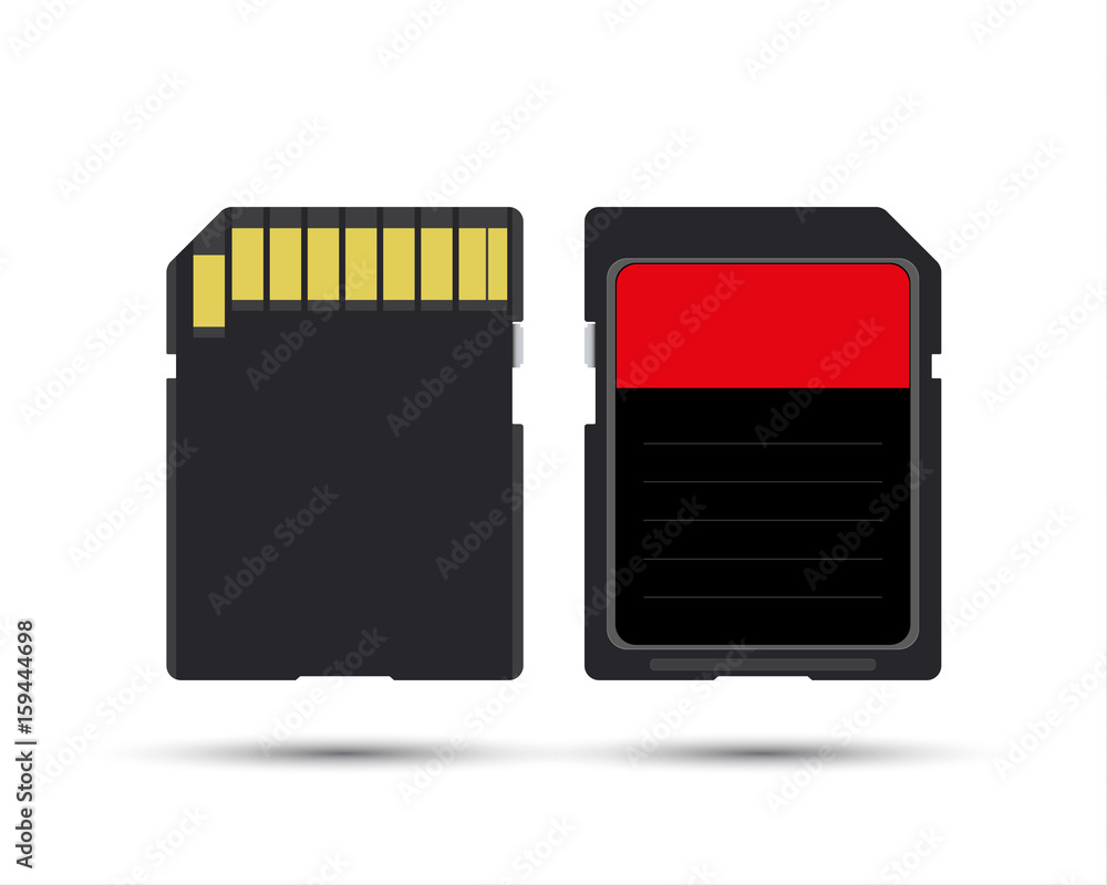 SD card, realistic vector illustration of memory card isolated on white ...