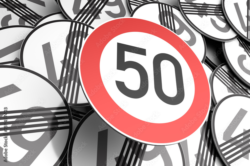 Reaching the 50th birthday illustrated with traffic signs Stock Photo ...