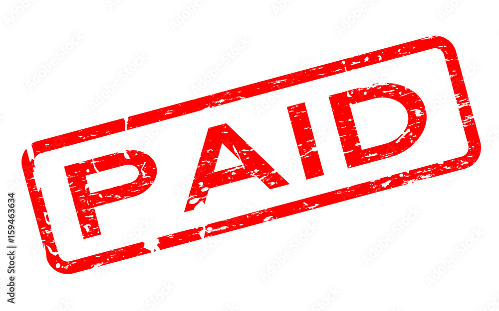 Grunge red paid square rubber seal stamp on white background Stock ...