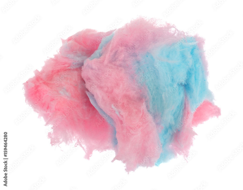 Pink and blue cotton candy clumps isolated on a white background. Stock ...