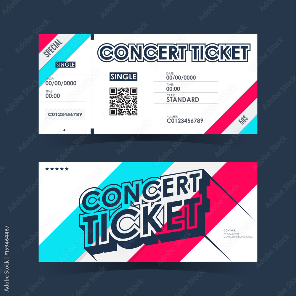 Concert ticket Card. Element template for design. Vector illustration ...