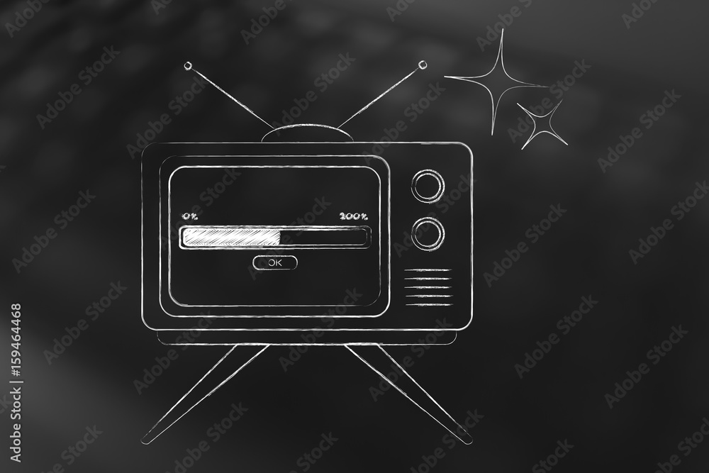 retro style television with progress bar loading on screen Stock ...