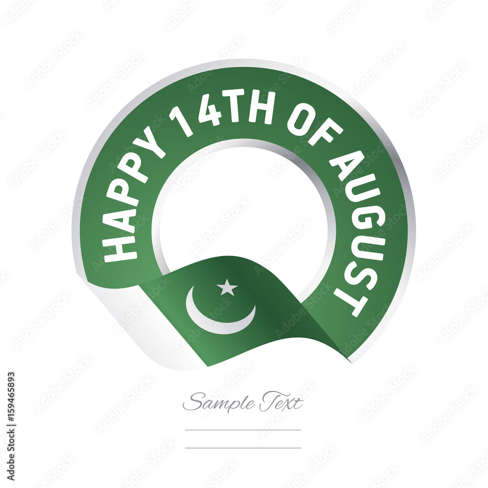 Happy 14th August Pakistan flag color label logo icon Stock Vector ...