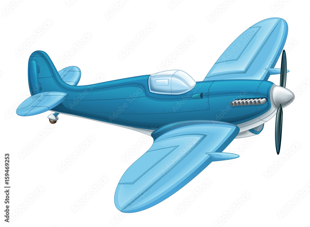 cartoon traditional plane with propeller flying Stock Illustration ...