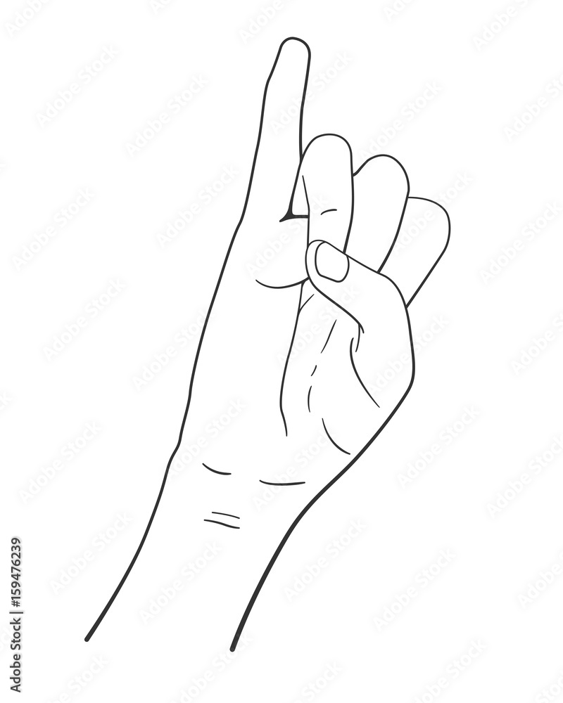 A hand with up little finger. Gesture promise. Vector outline ...