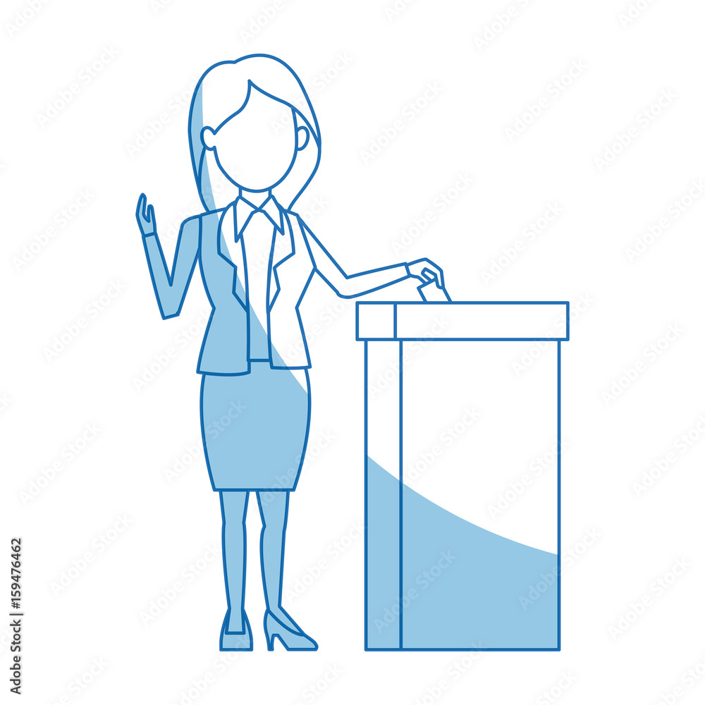 cartoon woman vote at ballot box election vector illustration Stock ...