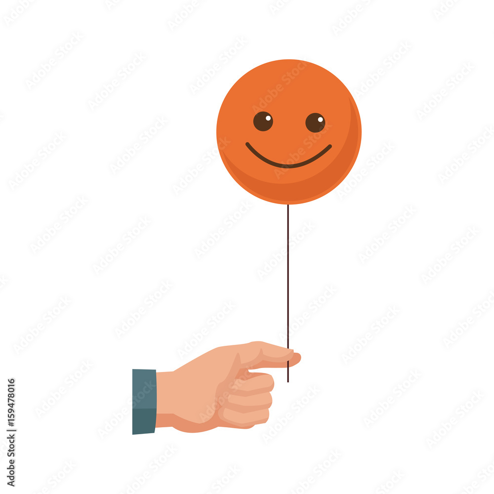 hand holding smiley face emoticon vector illustration Stock Vector ...