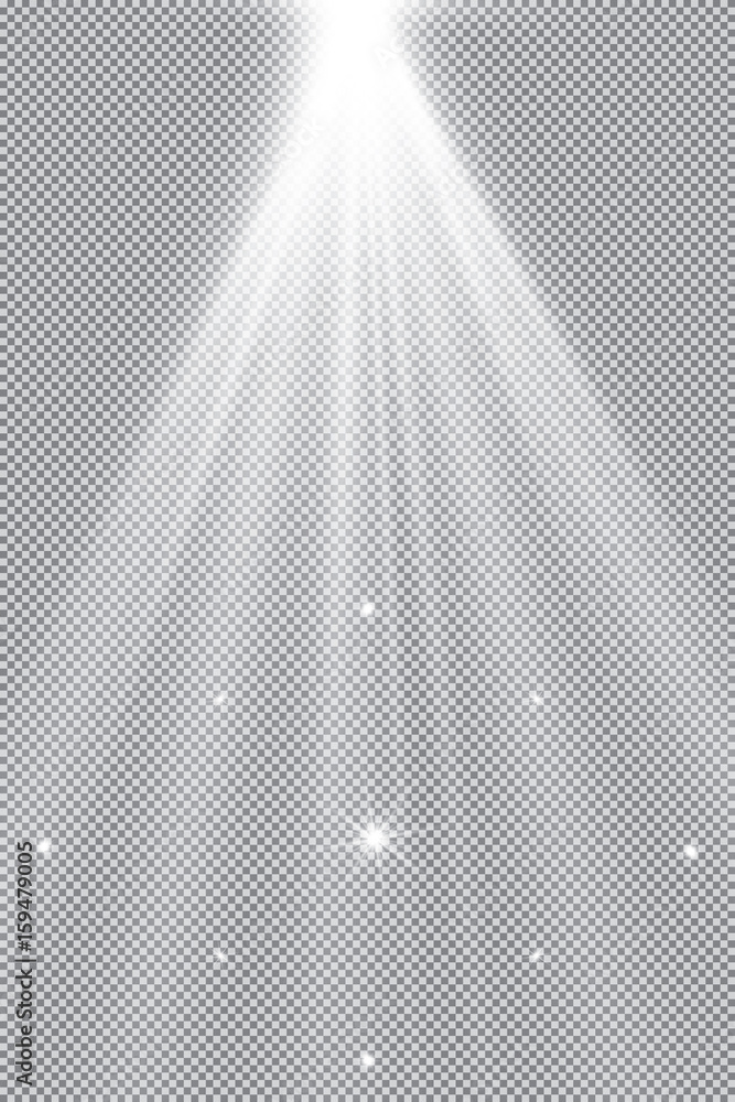 Set of golden glowing lights effects isolated on transparent background ...