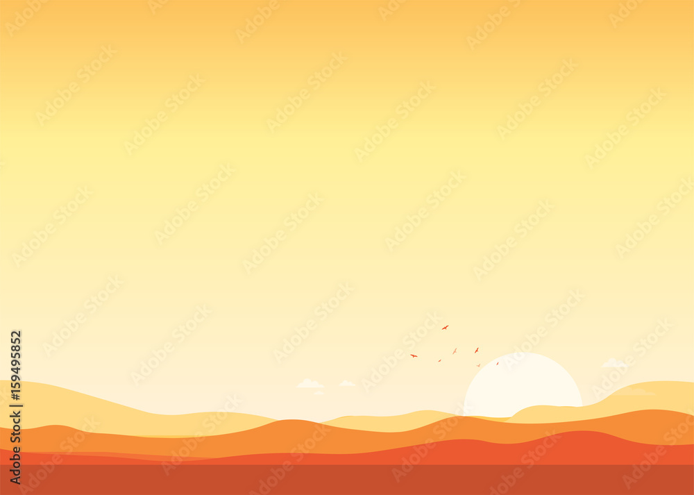 Desert Landscape Sunset Background Vector Illustration Stock Vector ...