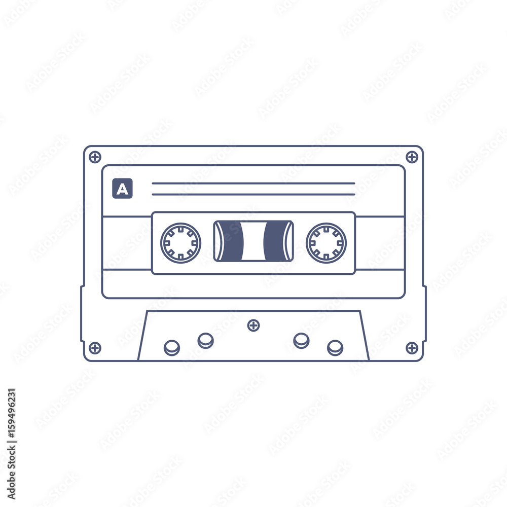 Audio Cassette Tape Outline Style Vector Illustration Stock Vector ...