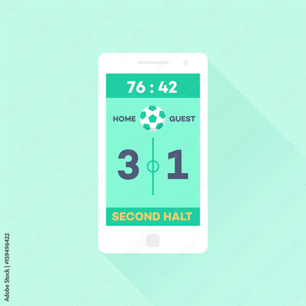 Smartphone Scoreboard Application Flat Design User Interface Vector ...