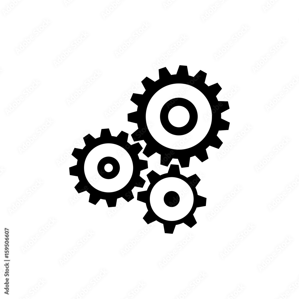 Cogwheel gear mechanism icon. Black, minimalist icon isolated on white ...