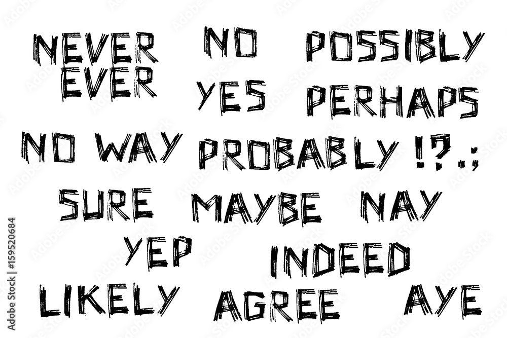 Set of hand drawn slogans. Lettering. Commonly used affirmative and ...