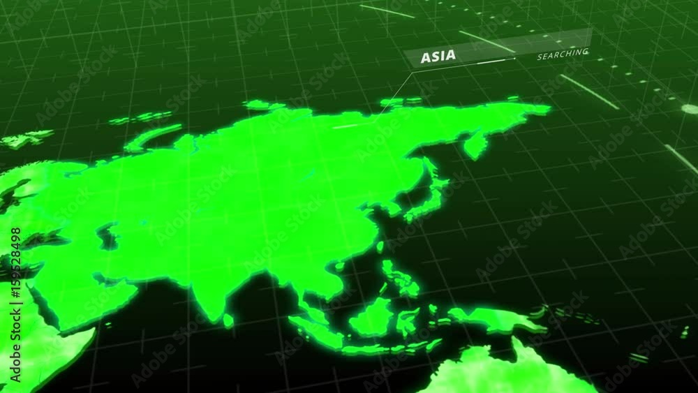 Seamless animation green environment world continents of America Asia ...