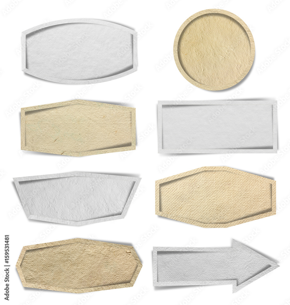 Paper tag label sticker design isolated on white background Stock ...