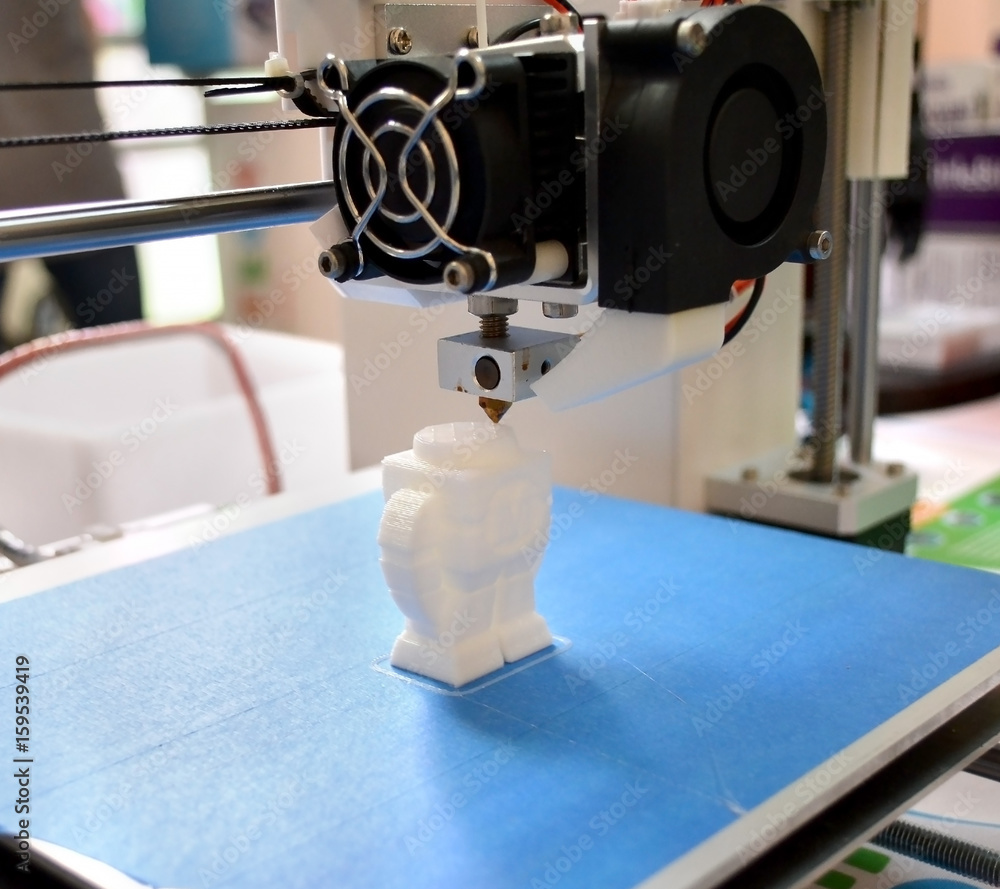 The process of working 3D printer and creating a three-dimensional ...