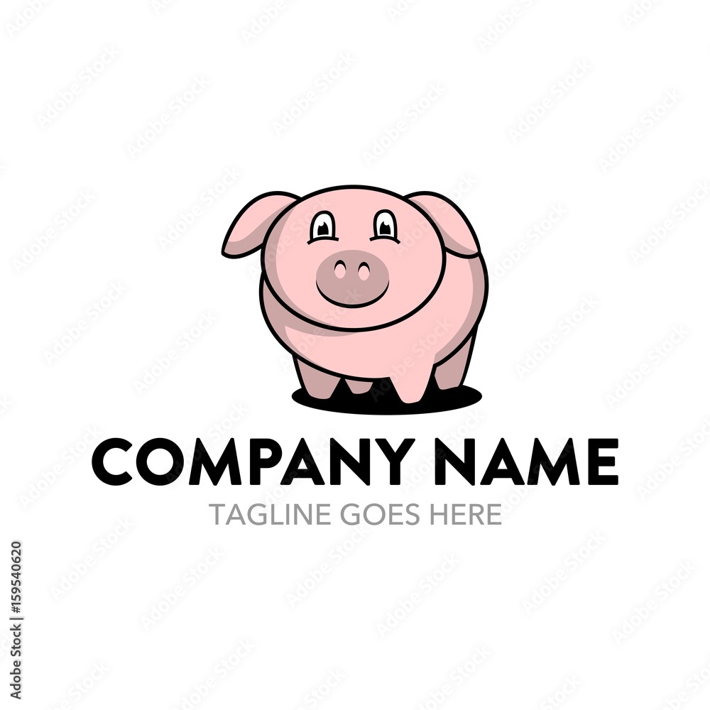 Pig Cartoon Logo Character Stock Vector | Adobe Stock
