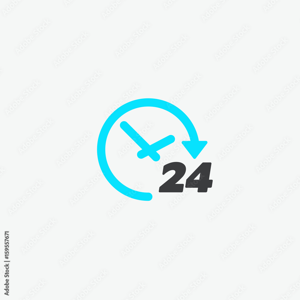 24 Hour Clock Icon Stock Vector | Adobe Stock