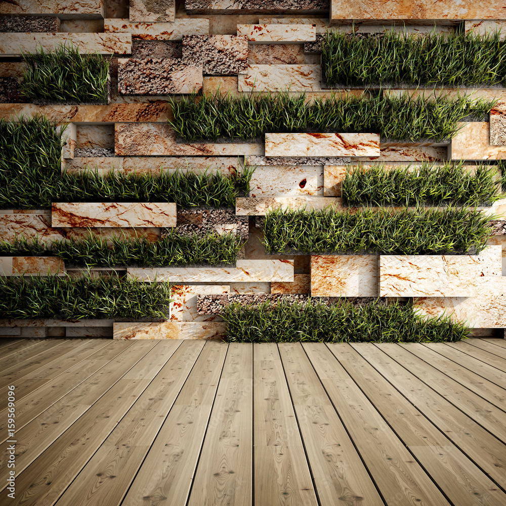 Wall with vertical gardens Stock Illustration | Adobe Stock