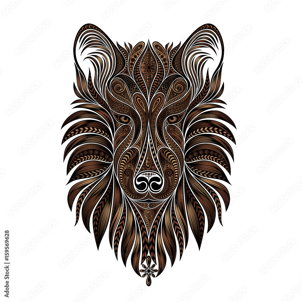 Vector brown dog from beautiful patterns. Symbol of the Chinese New ...