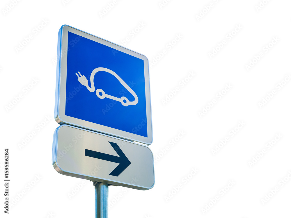 Verkehrsschild Wegweiser zur Ladestation für Elektroautos als ...