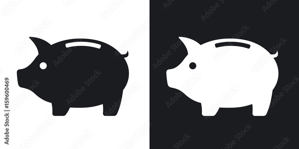 Piggy Bank Icon Black Vector
