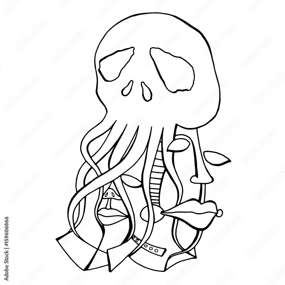 Abstract Skull Drawings