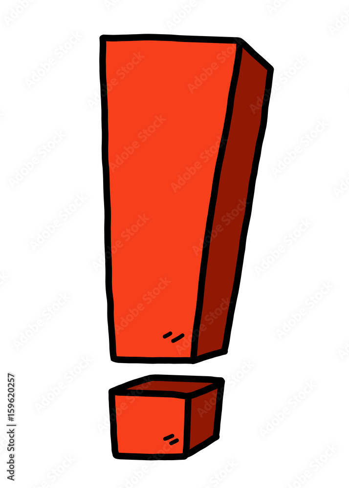 red exclamation mark / cartoon vector and illustration, hand drawn ...