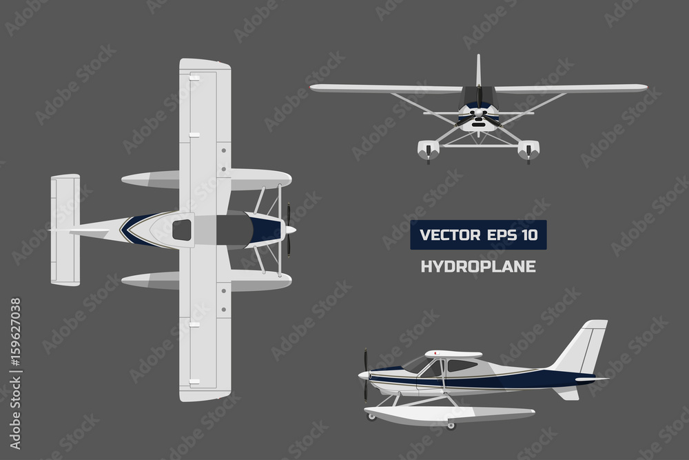 Plane in a flat style on a gray background. Cargo aircraft. Industrial ...