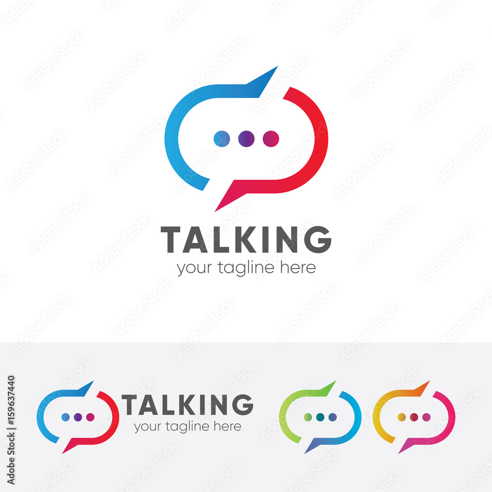 Talking log, chat, messaging, forum, vector logo template. Stock Vector ...