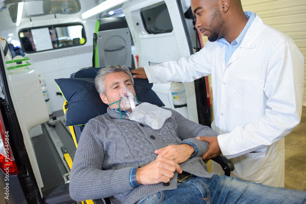 Ambulance Patients Wearing Oxygen Mask
